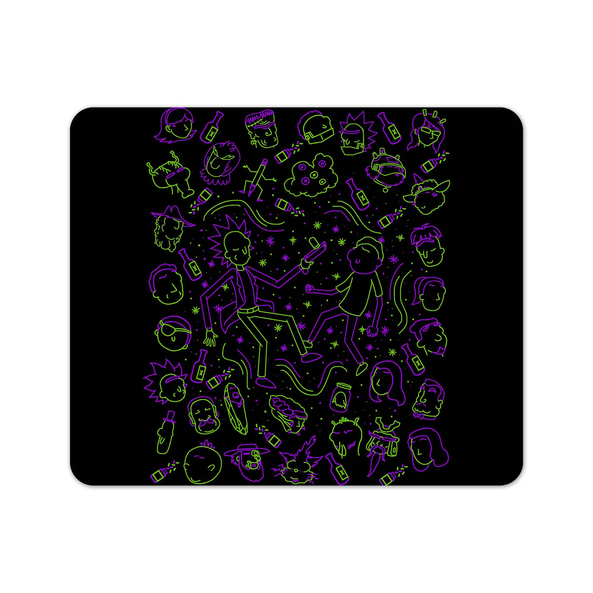 Rick And Morty Heads Lines Mouse Pad - Mouse Pad | Nurd Tyme — Nurdtyme LLC