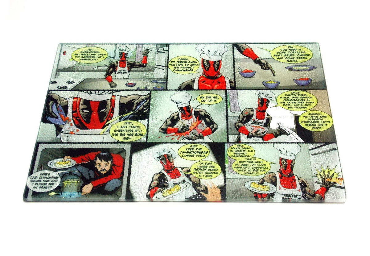Deadpool Tempered Glass Cutting Board Bar Kitchen Carving Nerdy Geeky ...