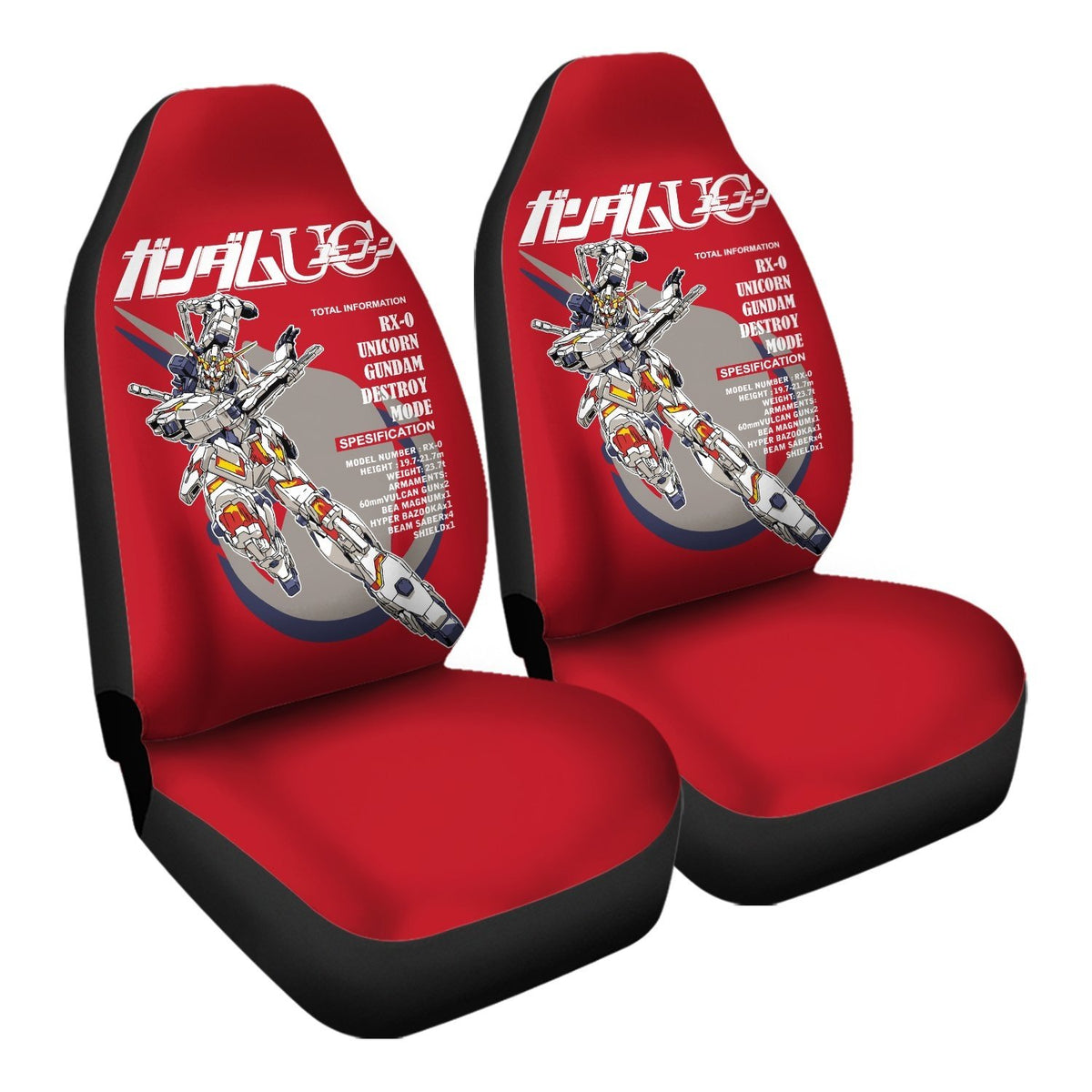 Gundam Unicorn Destroy Mode Car Seat Covers - Car Seat Cover - AOP ...