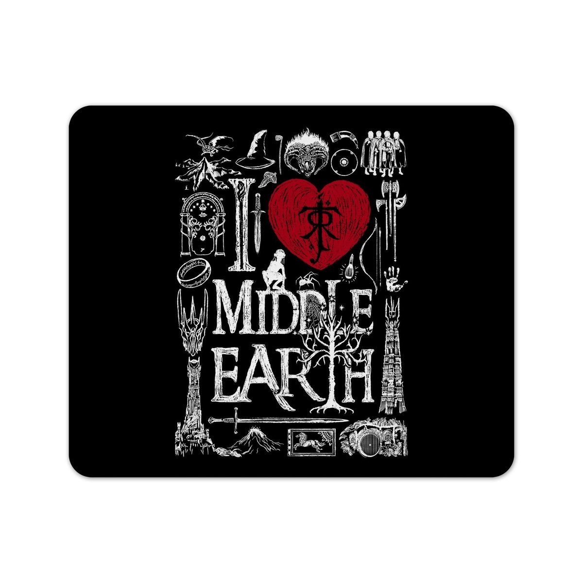 I Love Middle Earth Mouse Pad - Mousepad | Nurd Tyme — Nurdtyme LLC
