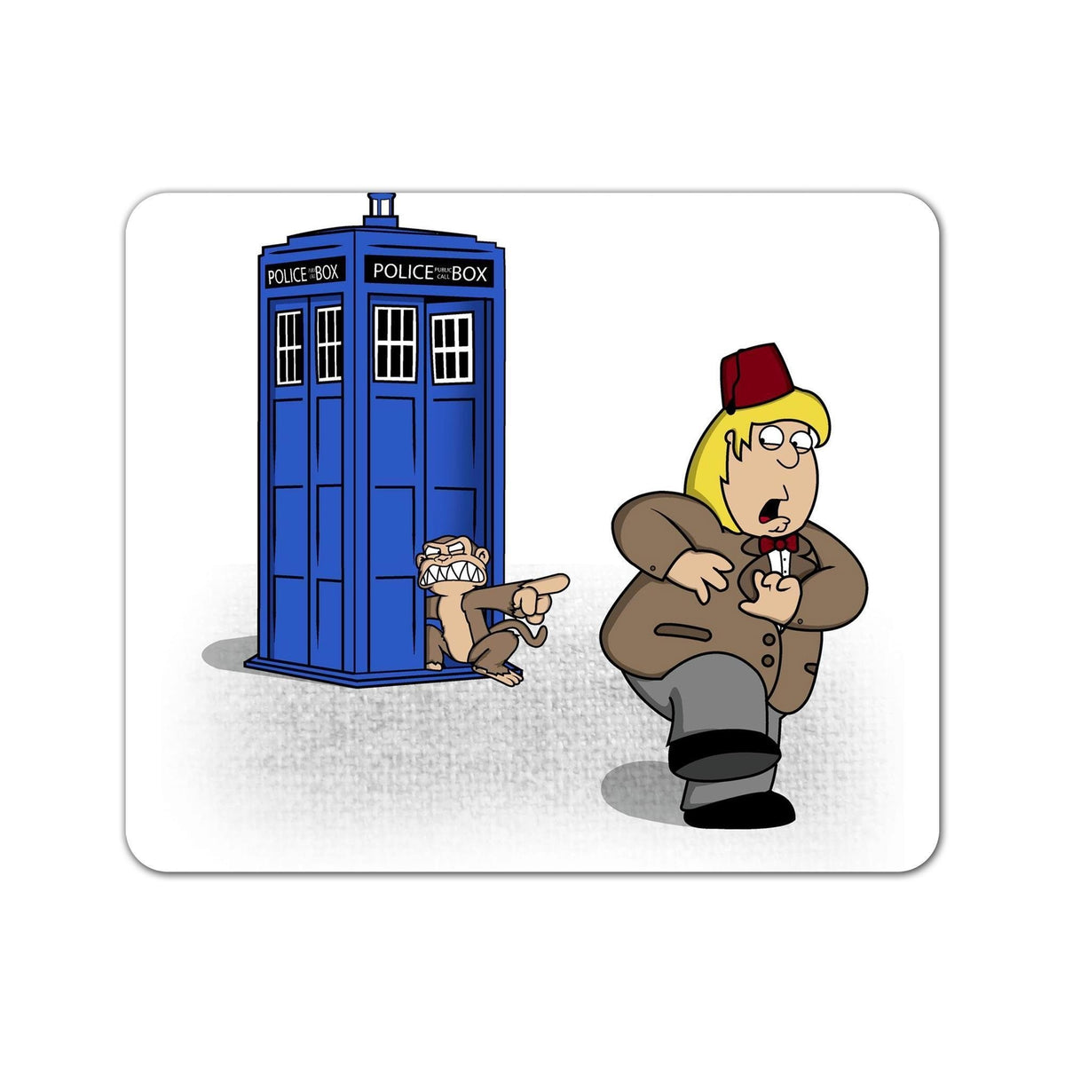 The Tardis Monkey Mouse Pad - Mousepad | Nurd Tyme — Nurdtyme LLC